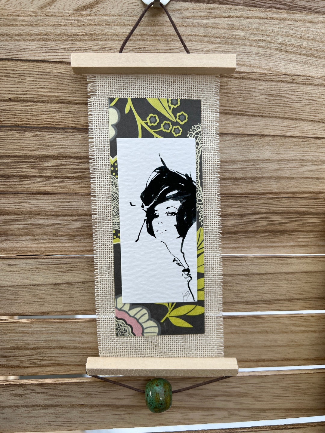 Miniature Shadow Room Box Wall Art Print Painting Modern Sumi-e Woman ...