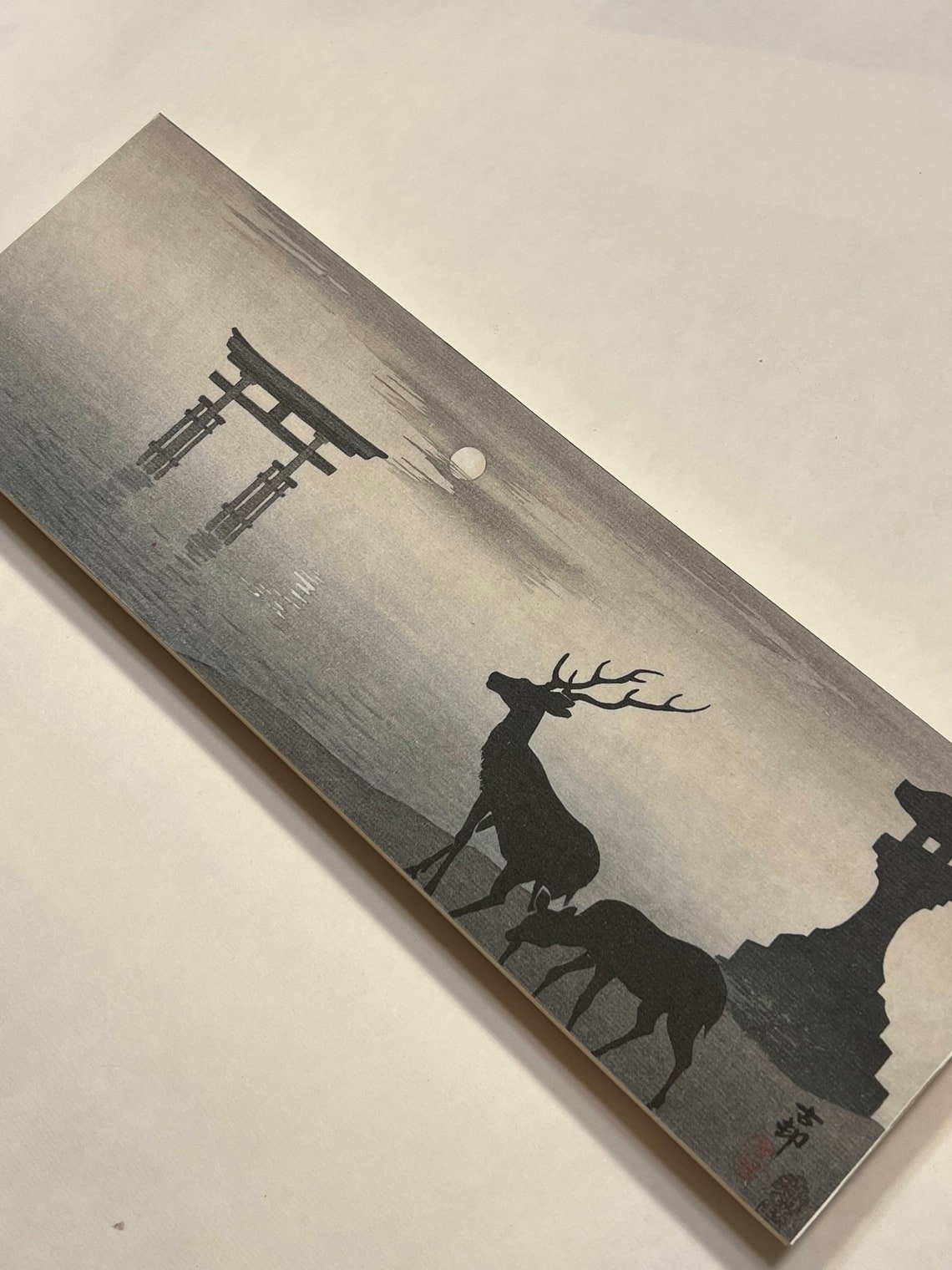 Japanese Sumi-e Ink Nara Deer at Tori Ohara Koson 4x12 Panel - Etsy