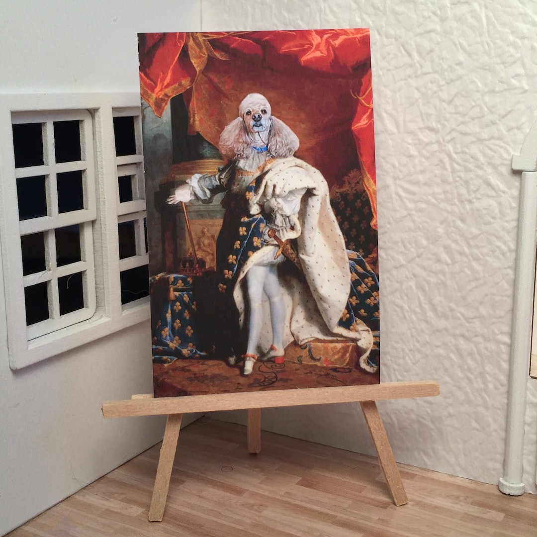 Miniature Shadow Box Art Print Painting Funny Poodle Louis VIIII in ...