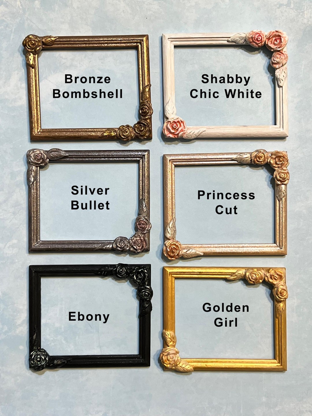 Miniature Dollhouse Picture Art Frame Handmade Roses Painted Add on 3 ...