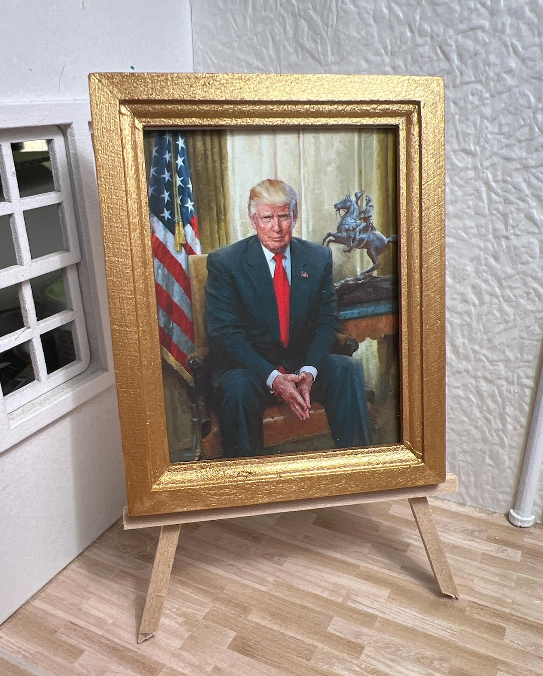 Miniature Dollhouse Room Box Wall Art Gold Framed Portrait of President ...
