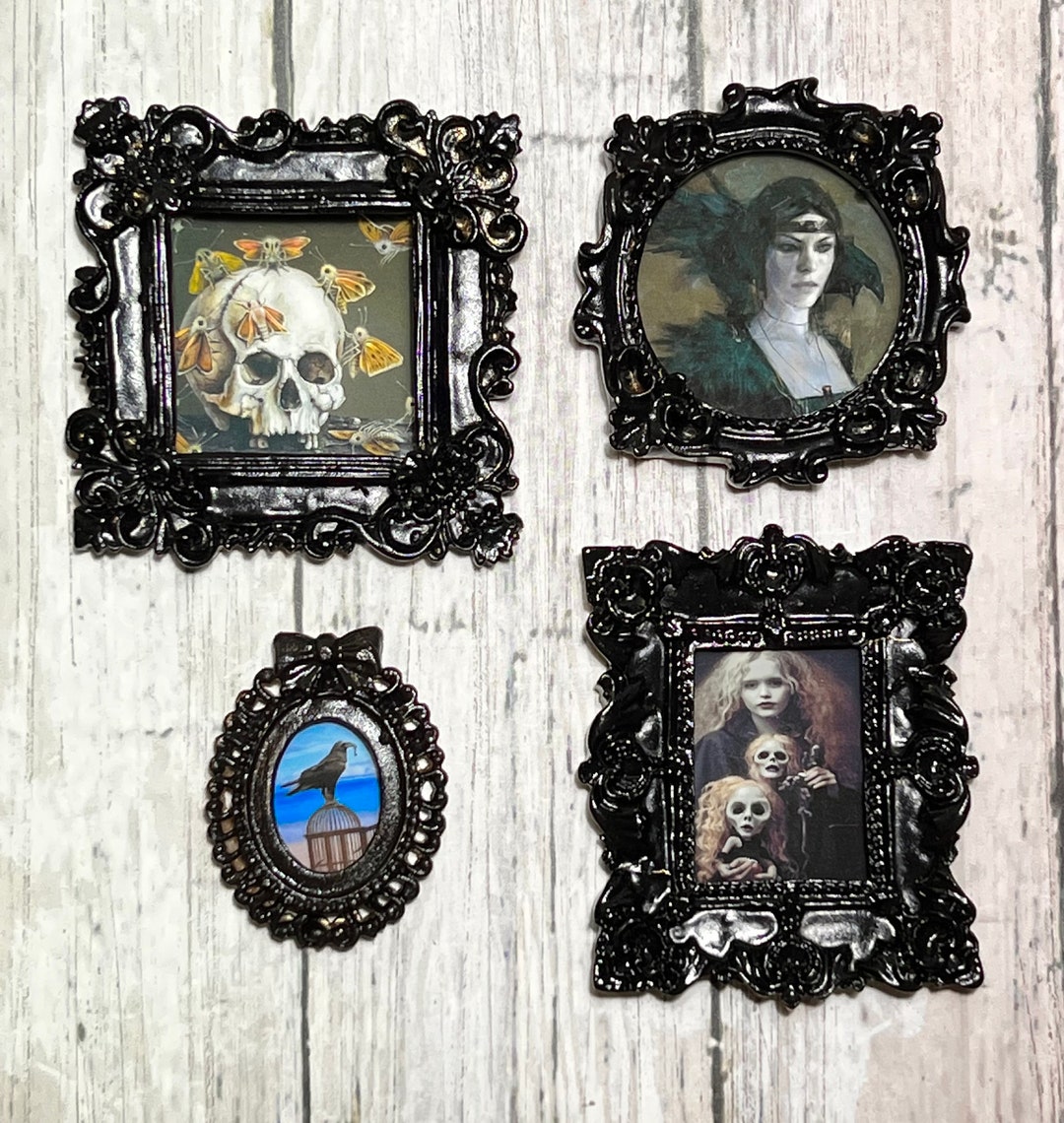 Miniature Modern Dollhouse Room Box Wall Art Framed Tiny Spooky Gothic ...