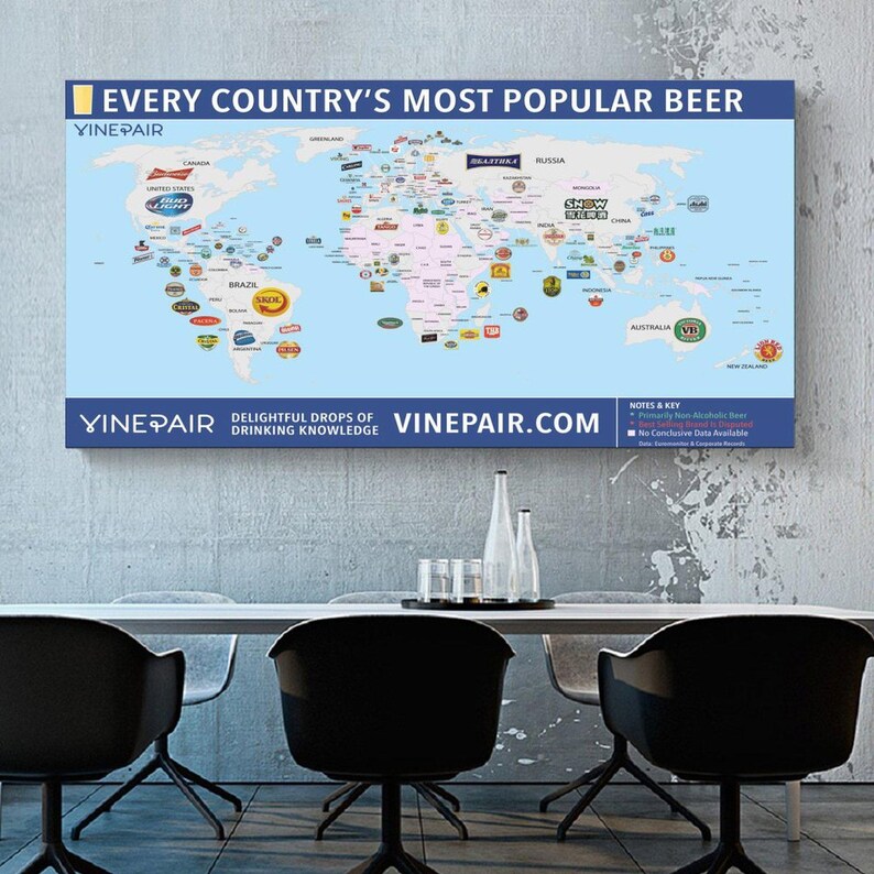 World Beer Map Art Print, Every Country's Most Popular Beer - Etsy