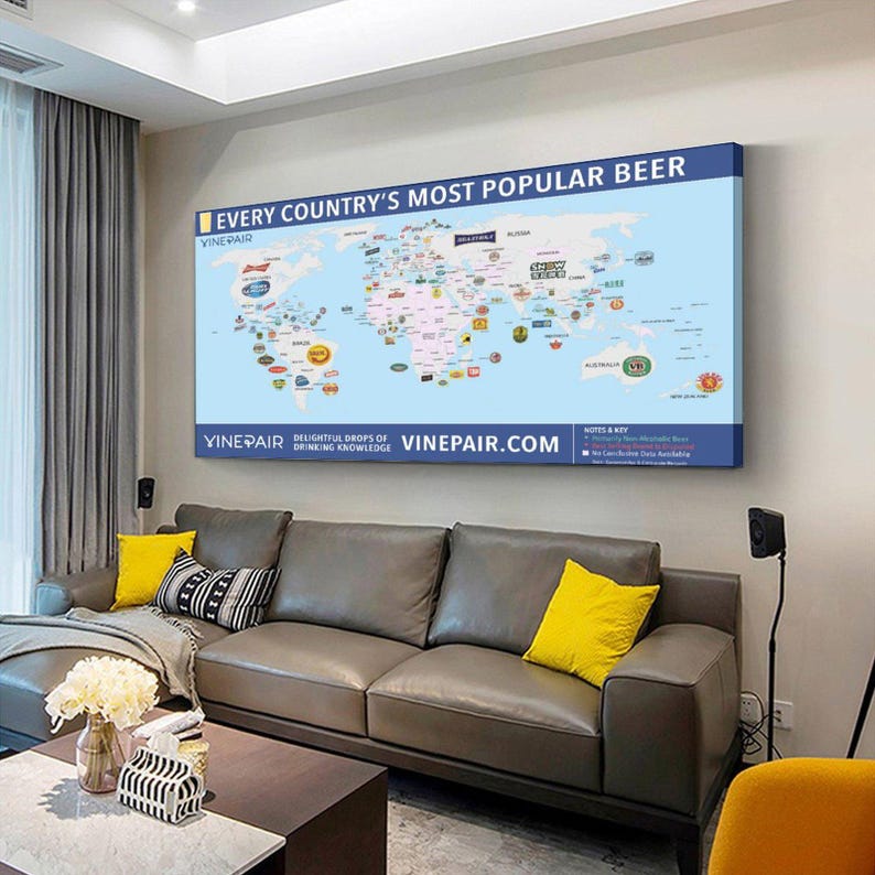 World Beer Map Art Print, Every Country's Most Popular Beer - Etsy