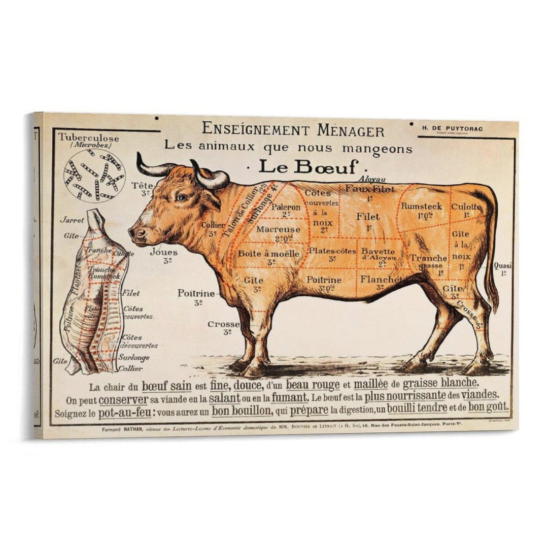 Beef Diagram Depicting Different Cuts of Meatwall Painting, Poster ...