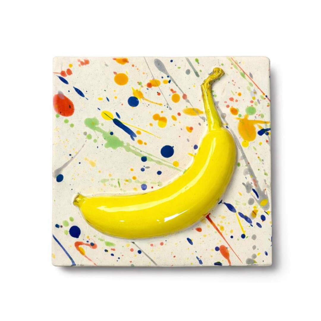 Handmade 3D Ceramic Wall Art Fruit Banana Tile, Art Deco Style, Funky ...