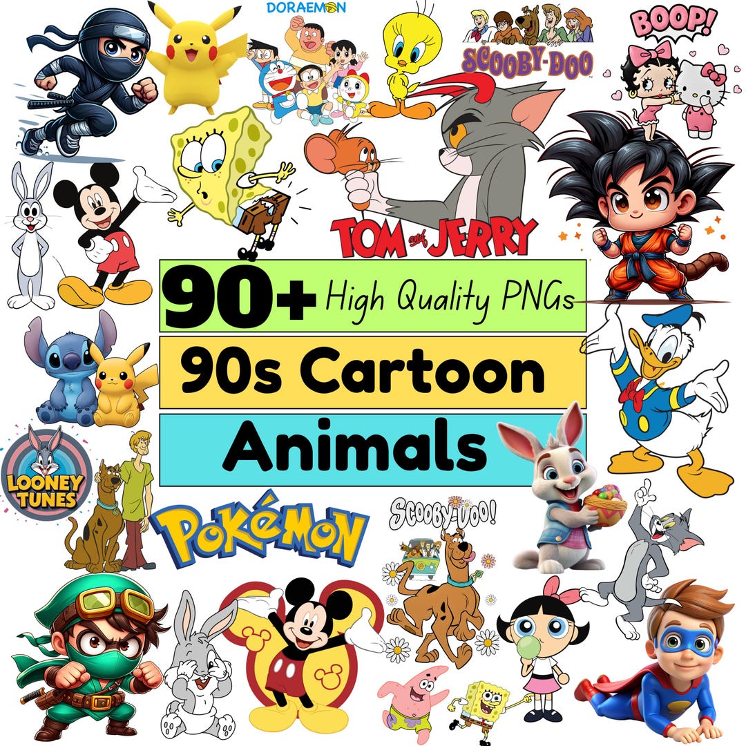 90+ 90s Cartoon Clipart Bundle PNG | 90s Cartoon Characters PNG ...