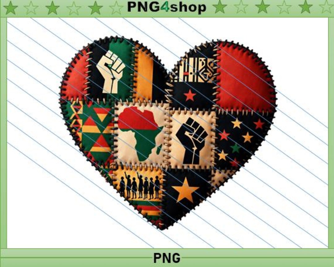 African Patchwork Heart PNG, Black History Month Fist Design (digital ...