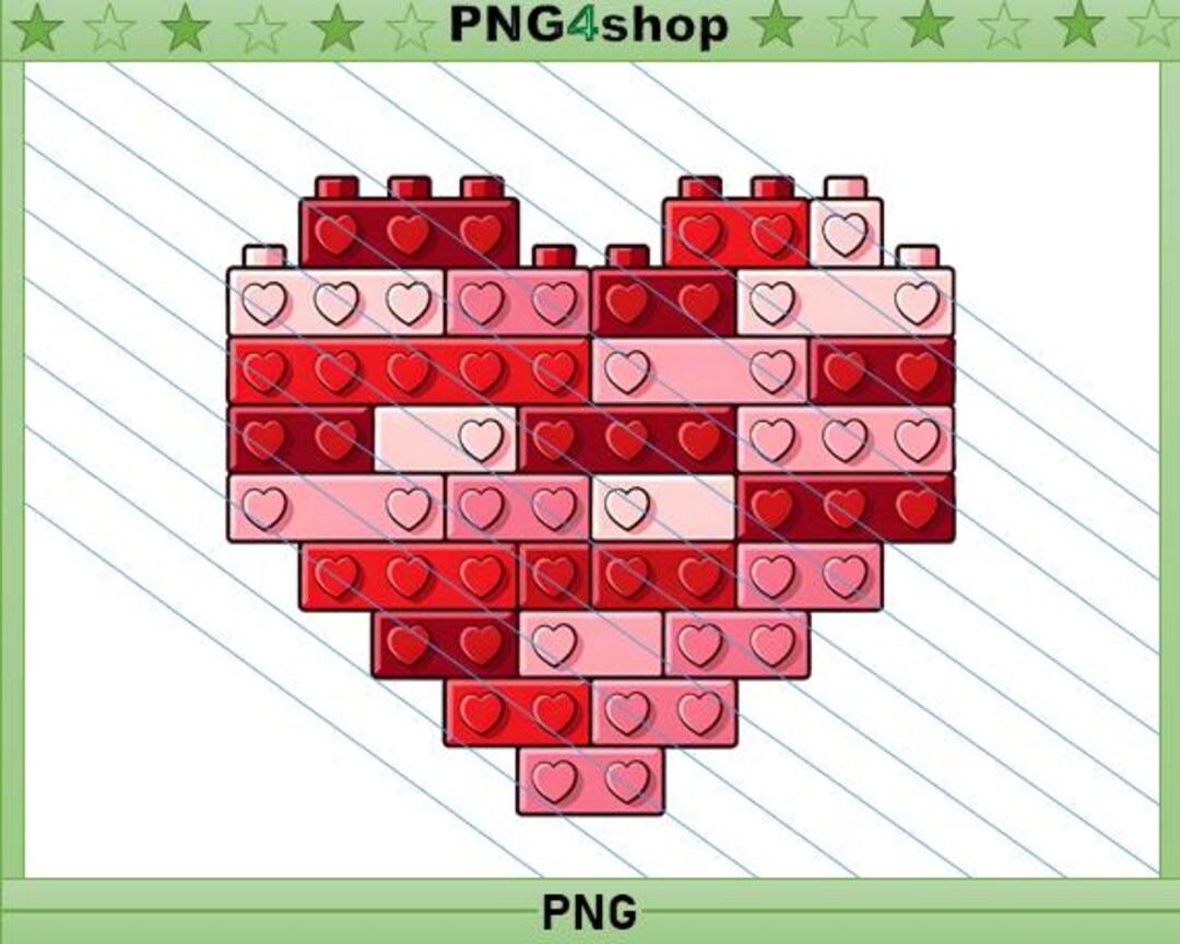 Valentines Day Heart Building Blocks Png - Etsy