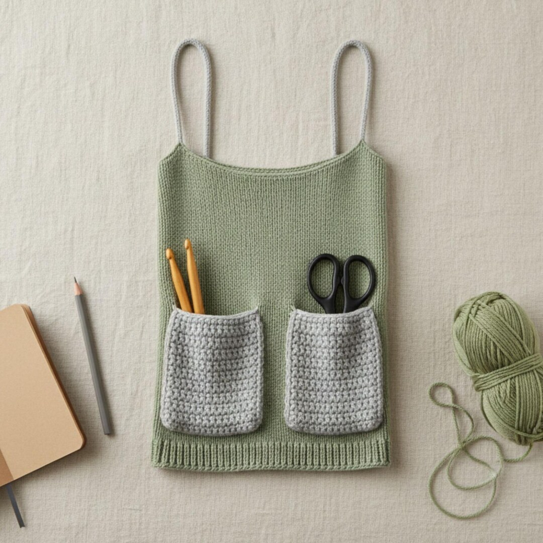 Minimalist Crochet Wall Organizer Pattern PDF Two Pocket Hanging ...