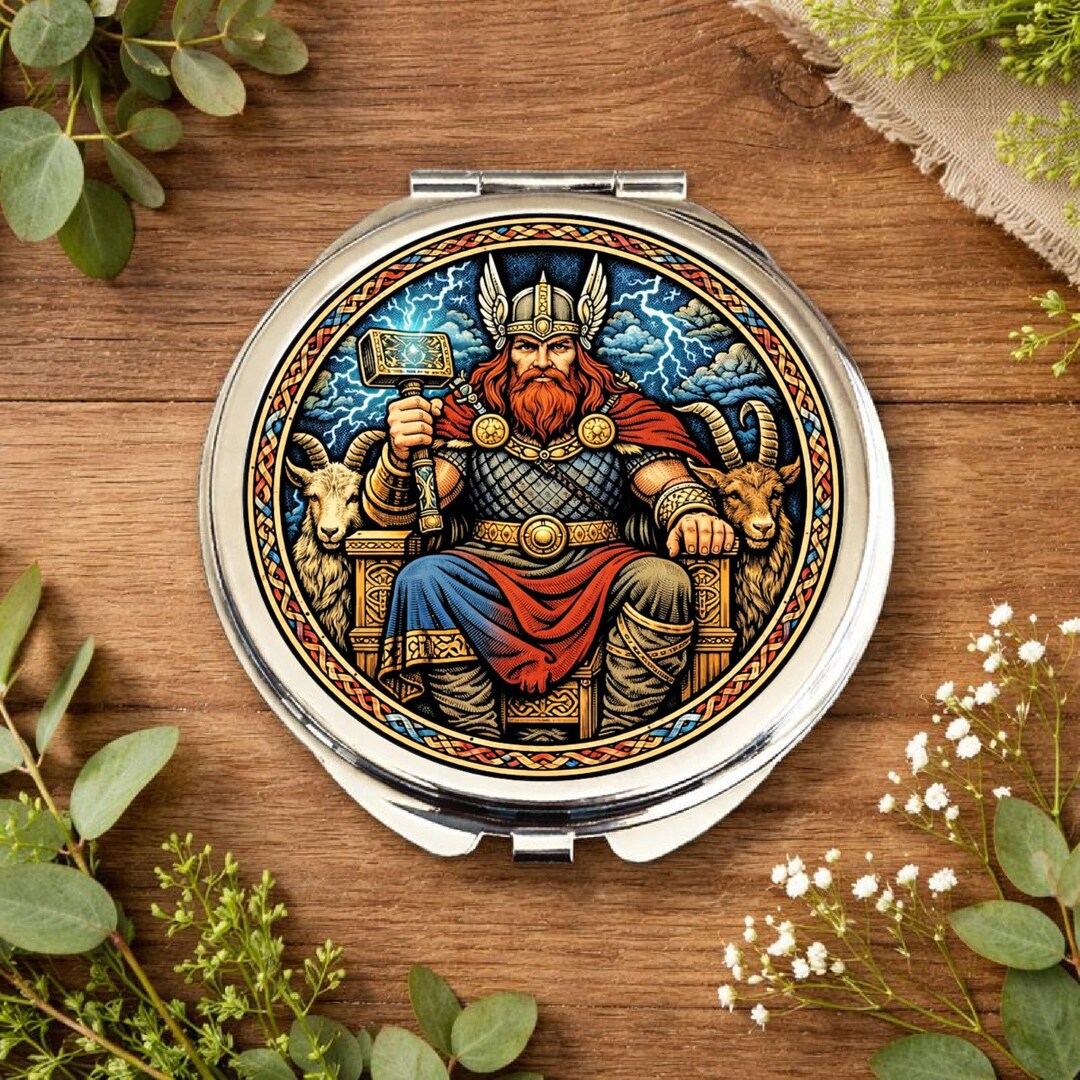 Thor Norse God Pocket Mirror • Viking Mythology Compact Mirror • Norse ...