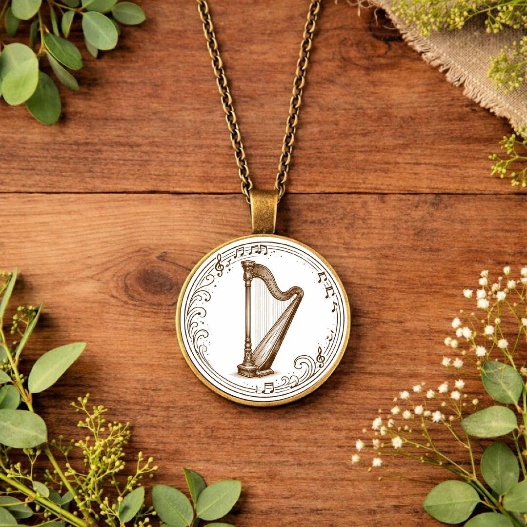 Harp Necklace Musician Gift • Harp Player Jewellery • Celtic Harp ...