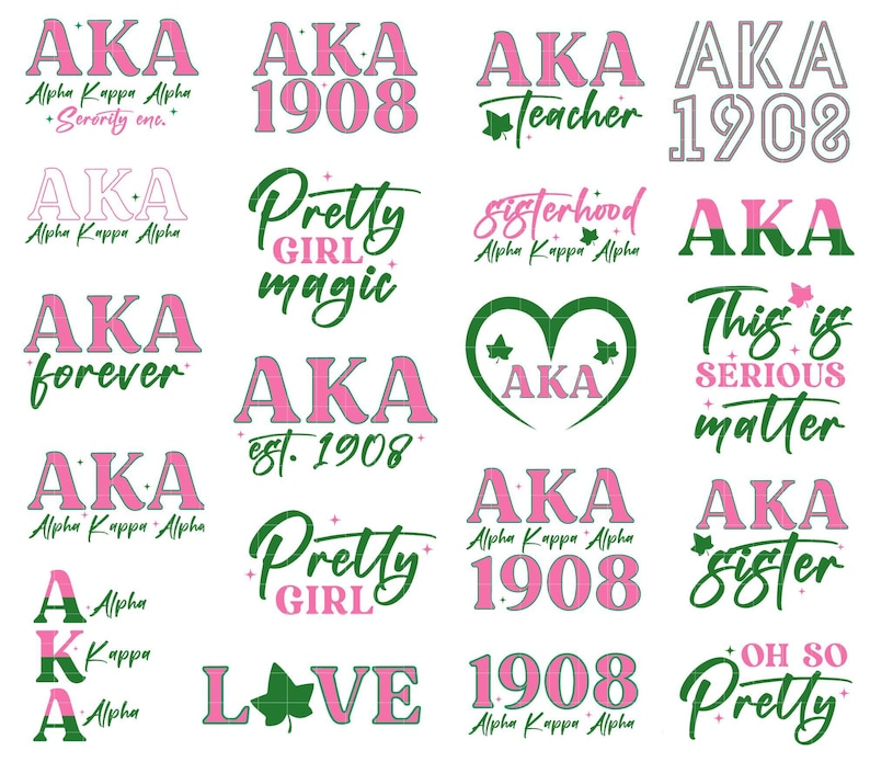AKA Svg Png, Alpha Kappa Alpha Sorority Svg, Greek Letters Cricut, AKA ...