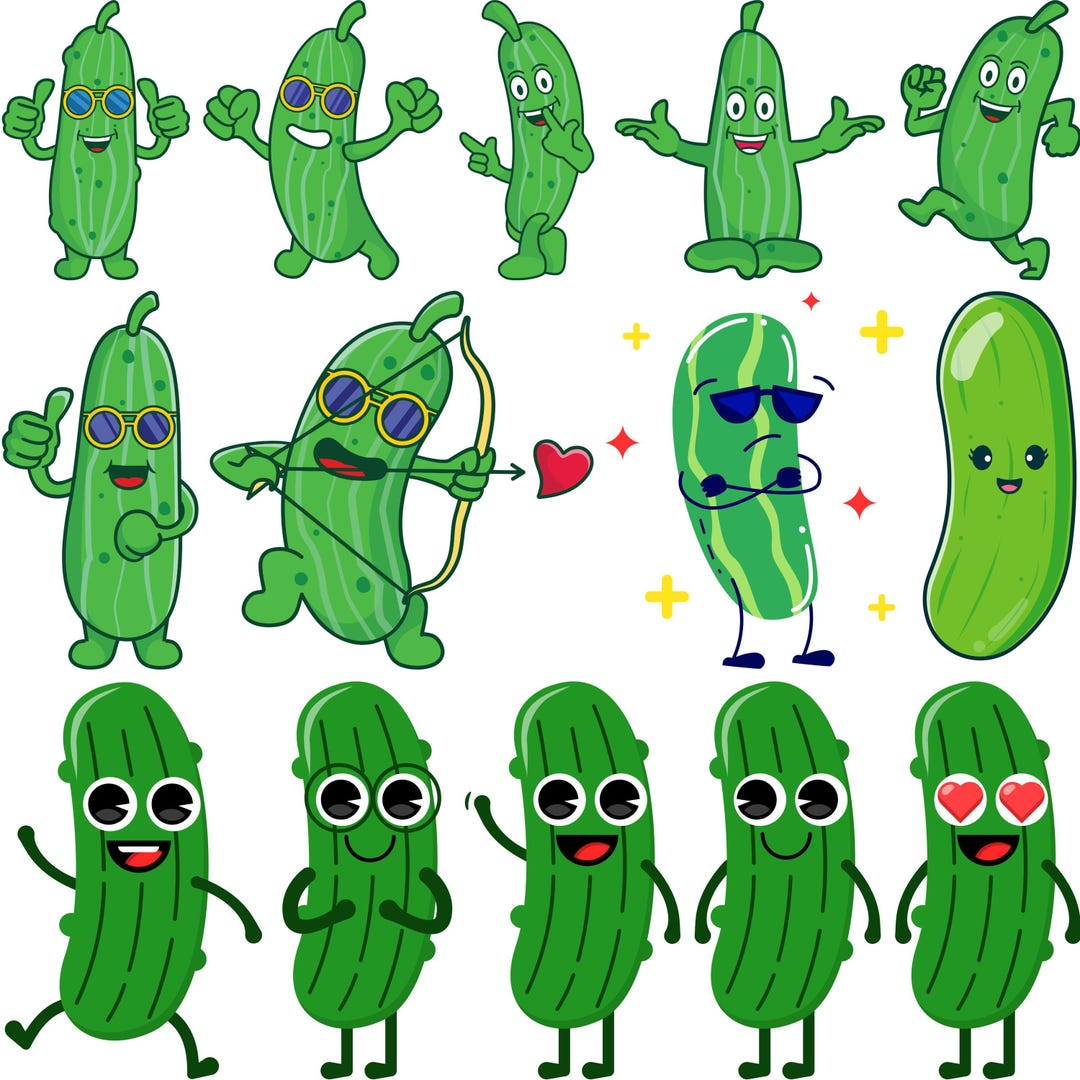 Pickles SVG Bundle, Cute Pickle SVG PNG, Funny Cucumber Vector Clipart ...