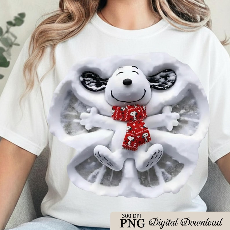 Snoopy Making Snow Angels PNG 3D - Etsy