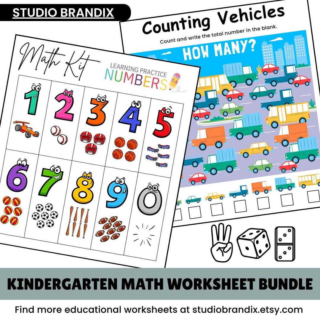 Preschool Math Worksheet Bundle – Homeschool Pre-k, Kindergarten Number ...