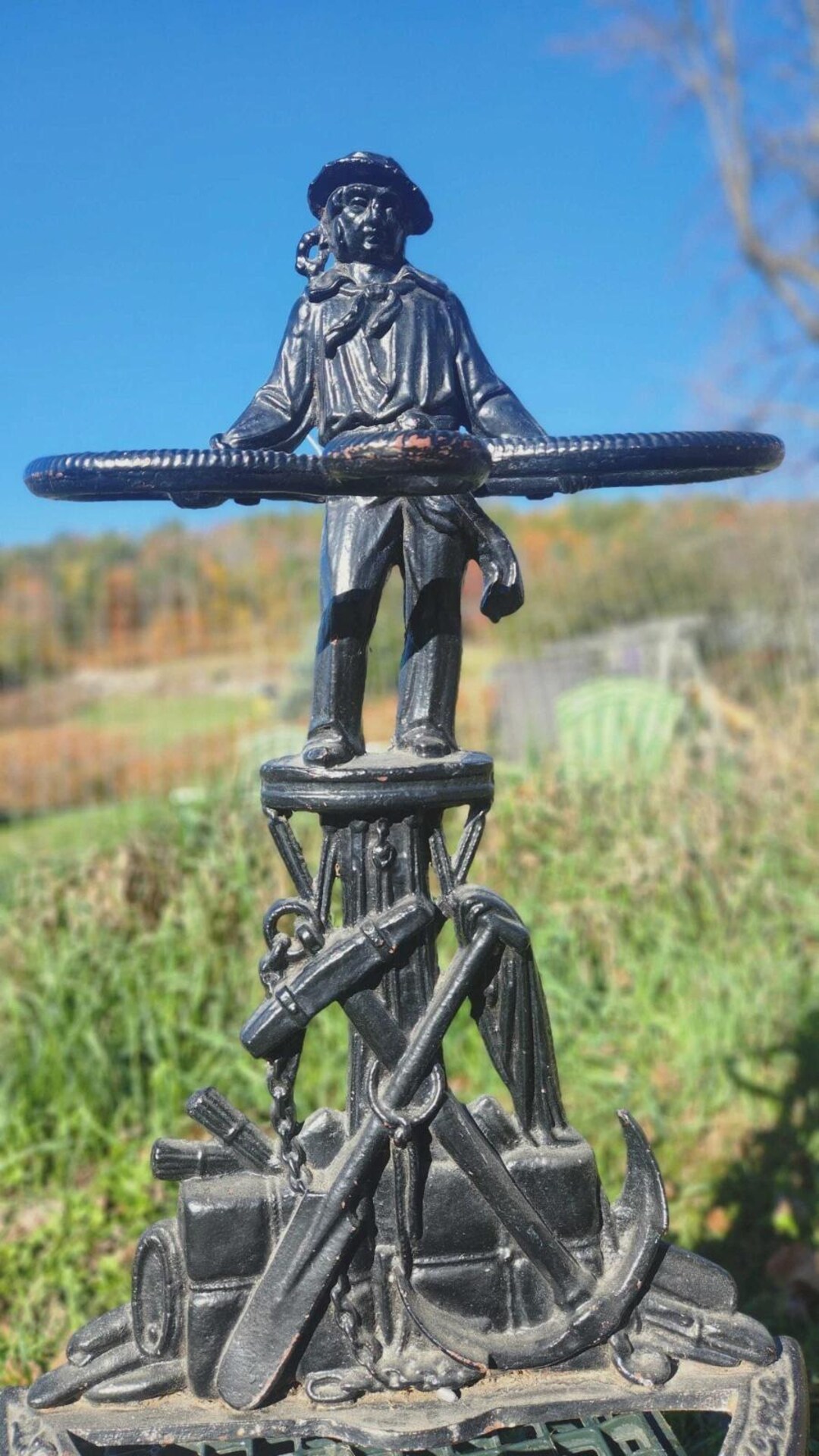 Antique Jack Tar Cast Iron Sailor Umbrella Stand W/ Porcelain Drip Pan ...