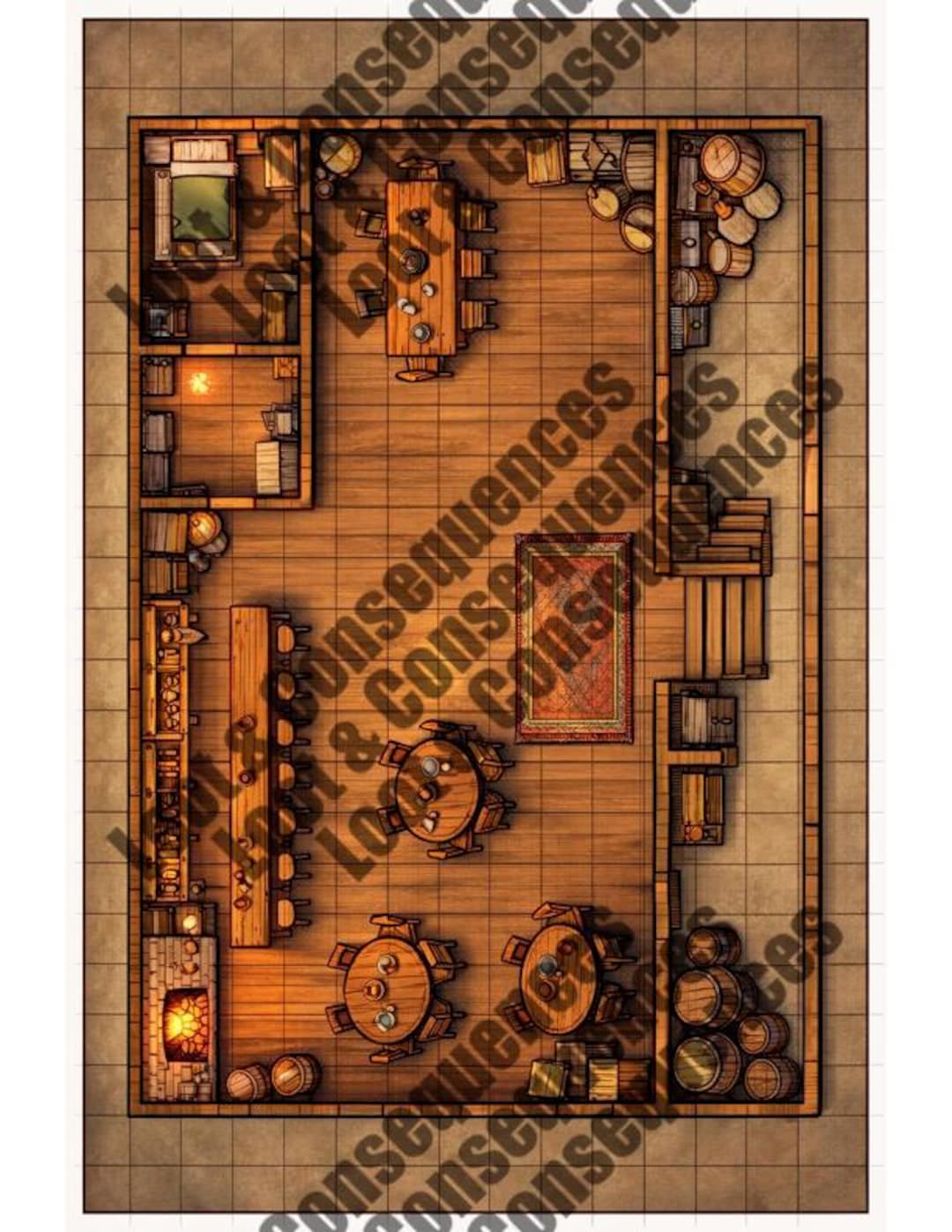 Tavern Battle Map for TTRPG - Etsy