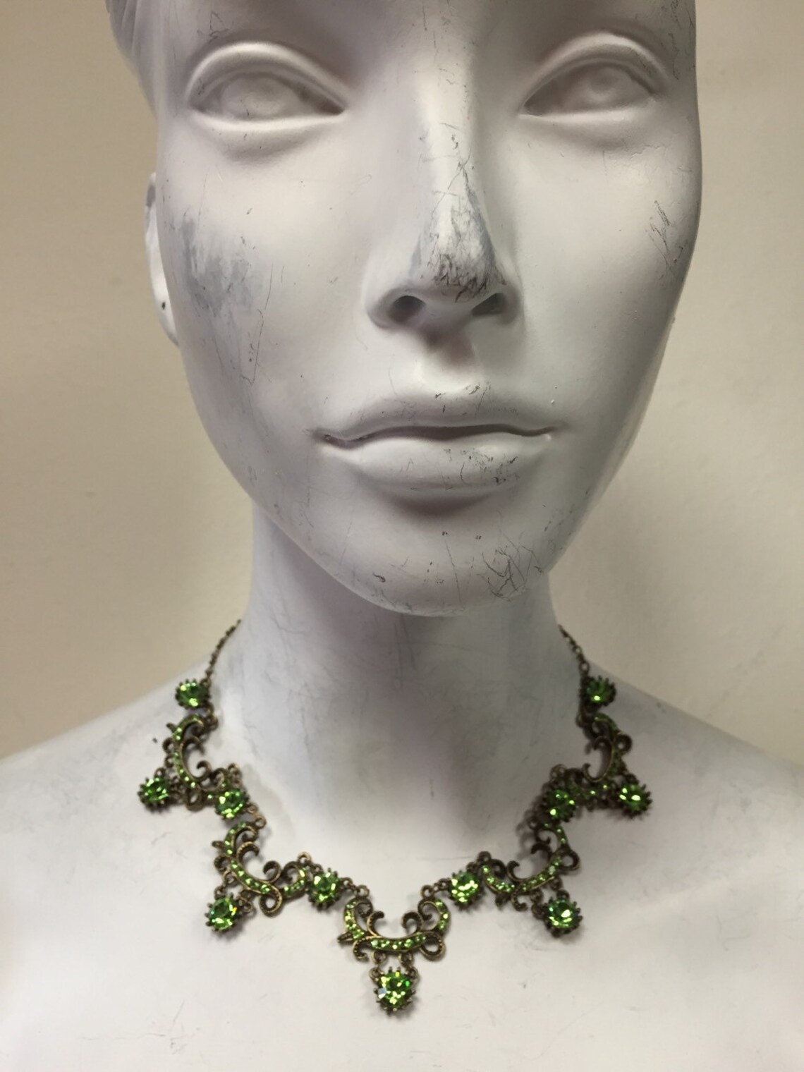 Vintage Peridot Crystal Necklace - Etsy