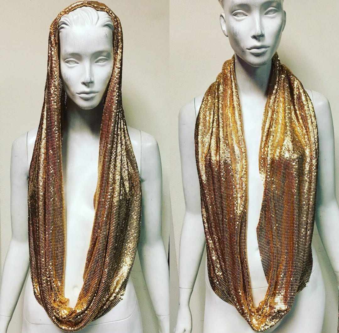 Metal Mesh Infinity Scarf in Gold - Etsy