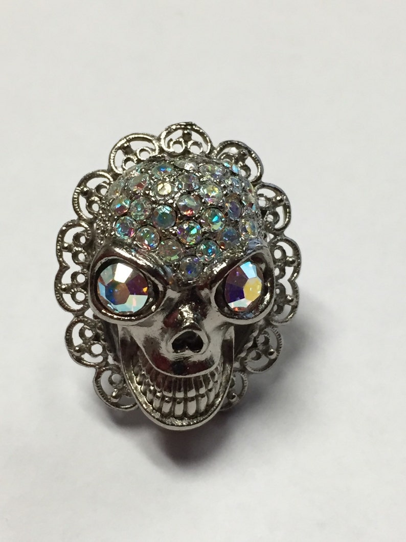 Crystal Skull Ring | Etsy