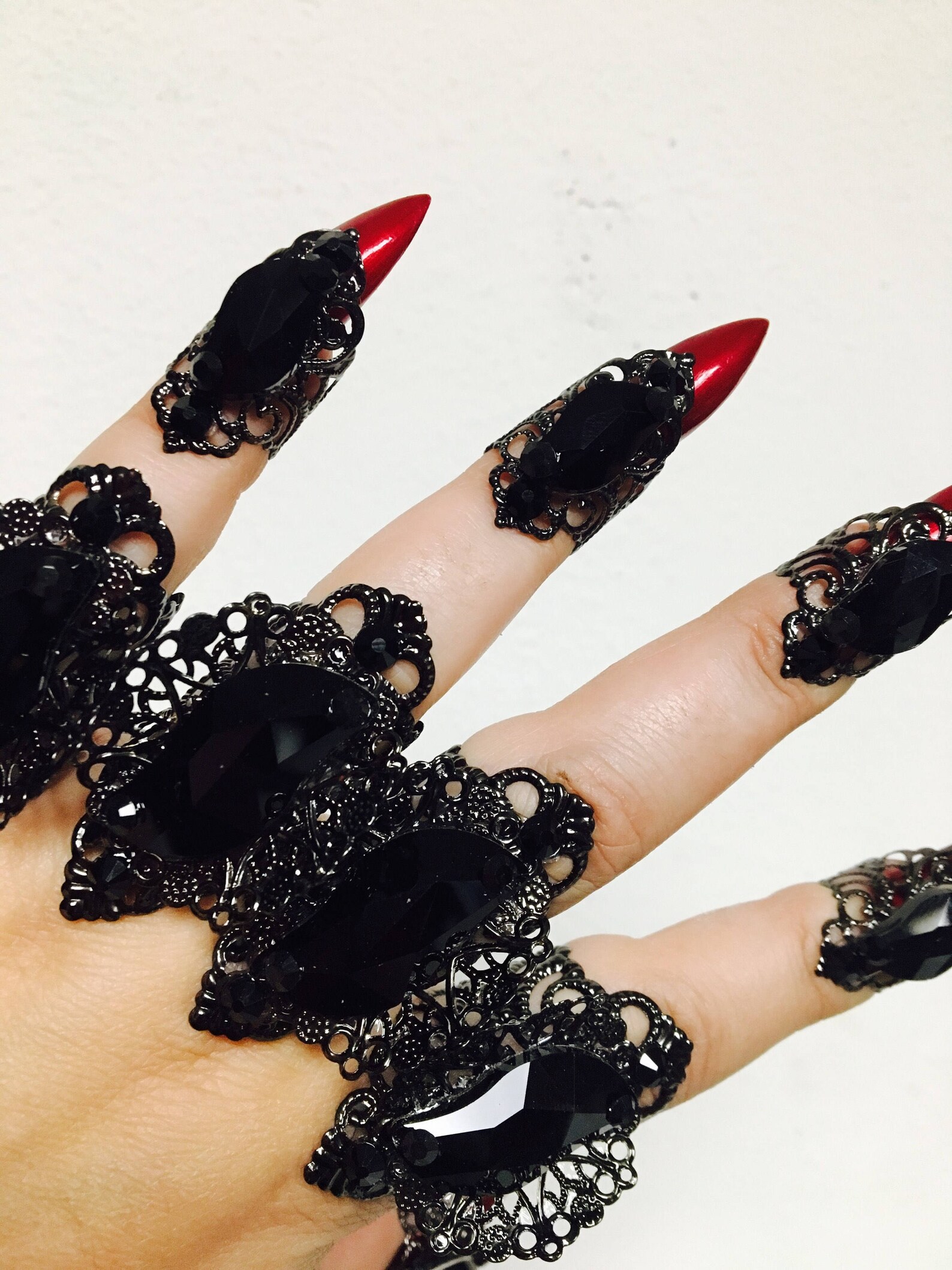 Jet Black Ice Crystal Ring Set - Etsy