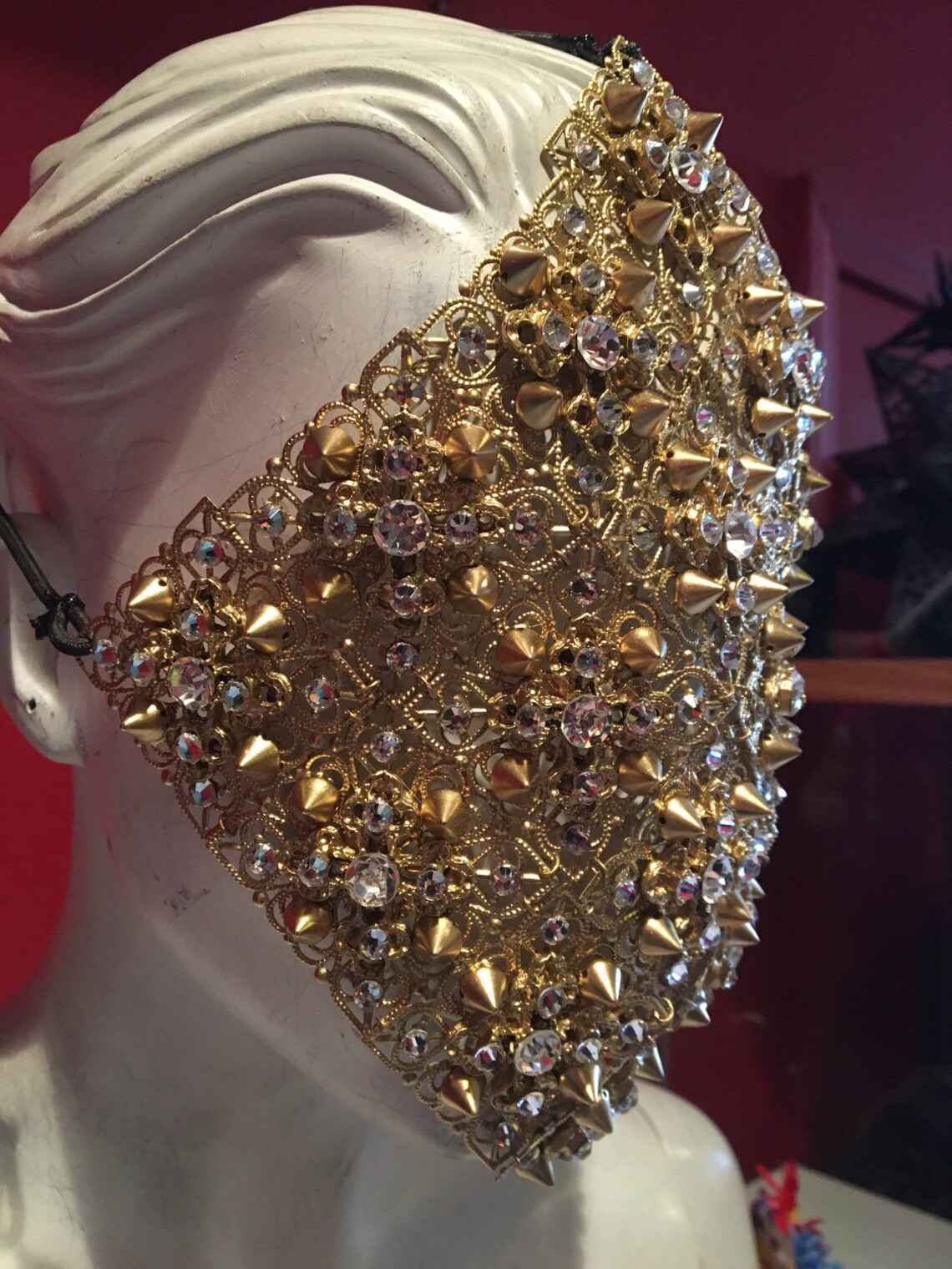 Full Face Golden Crystal Mask - Etsy