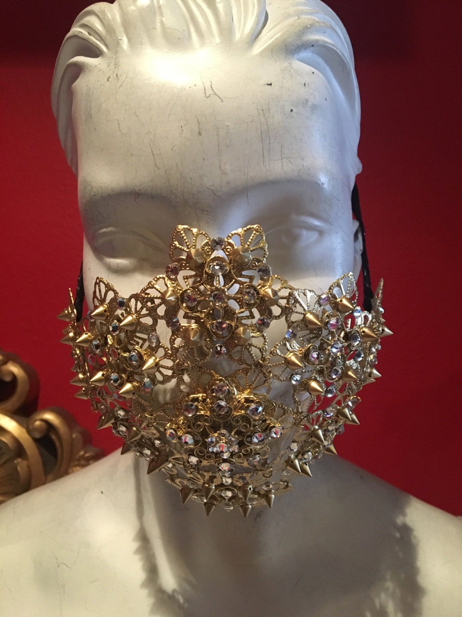 Golden Spiked Crystal Mask - Etsy