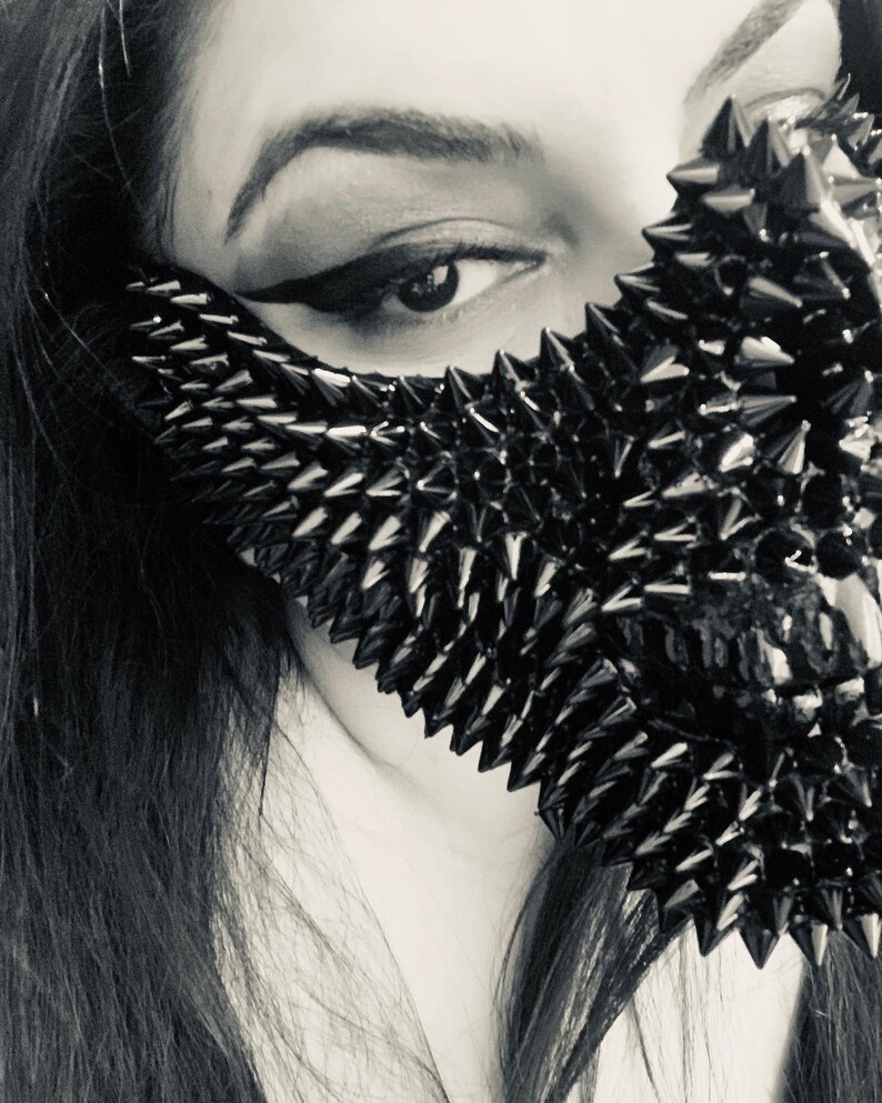 Spiked Black Mask - Etsy