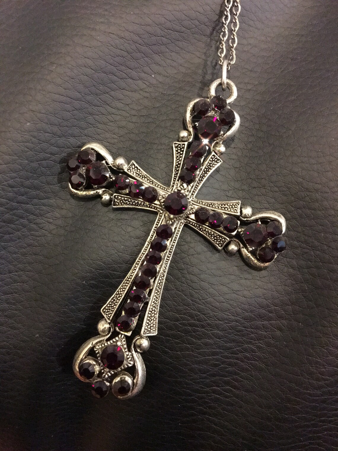 Black Cherry Red Cross Pendant - Etsy