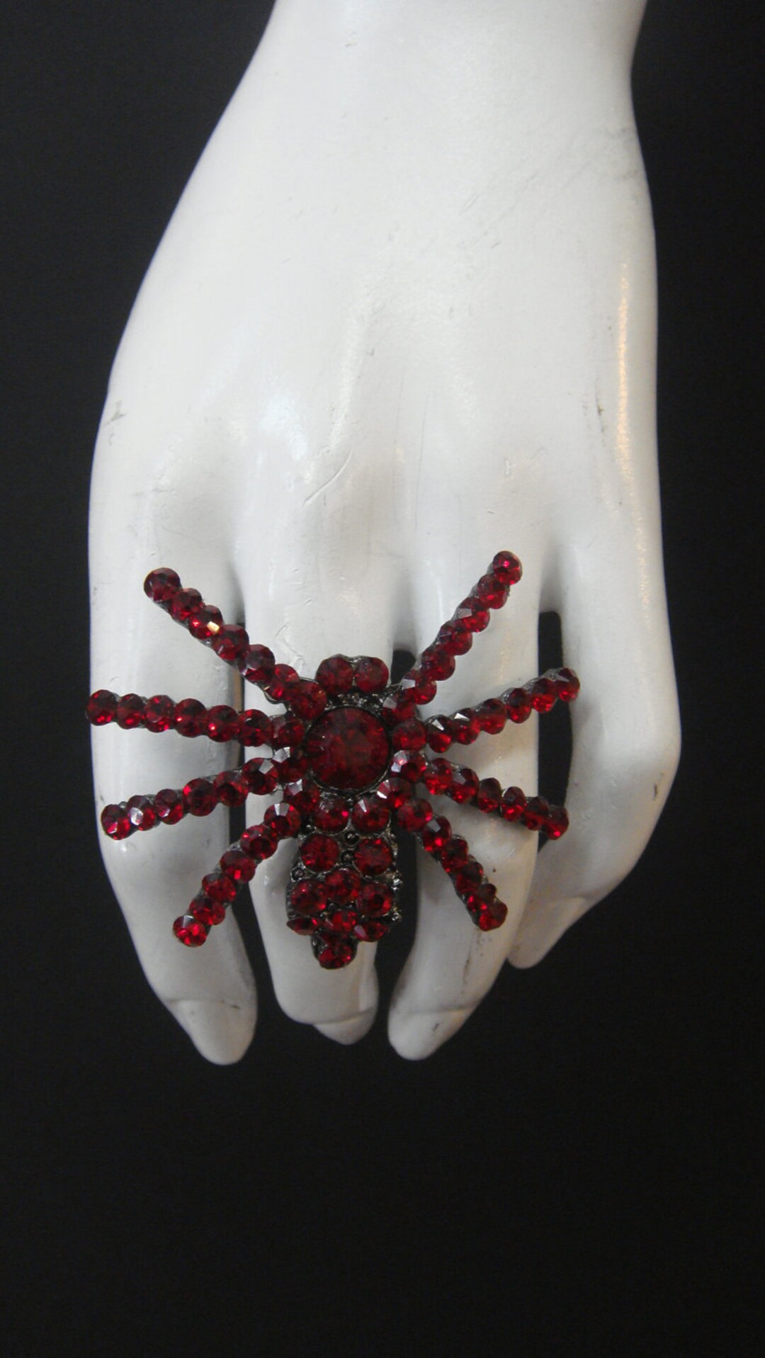 Spider Ring Made With Siam Red Swarovski Crystals 5433RING - Etsy