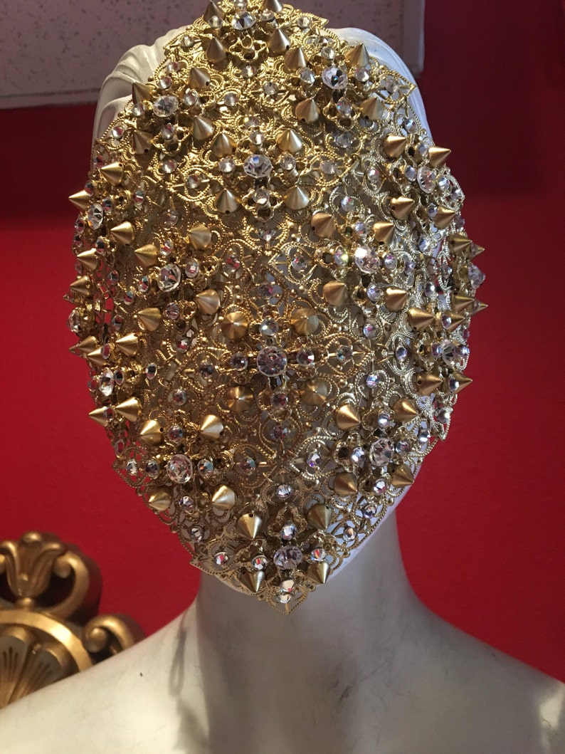 Full Face Golden Crystal Mask - Etsy