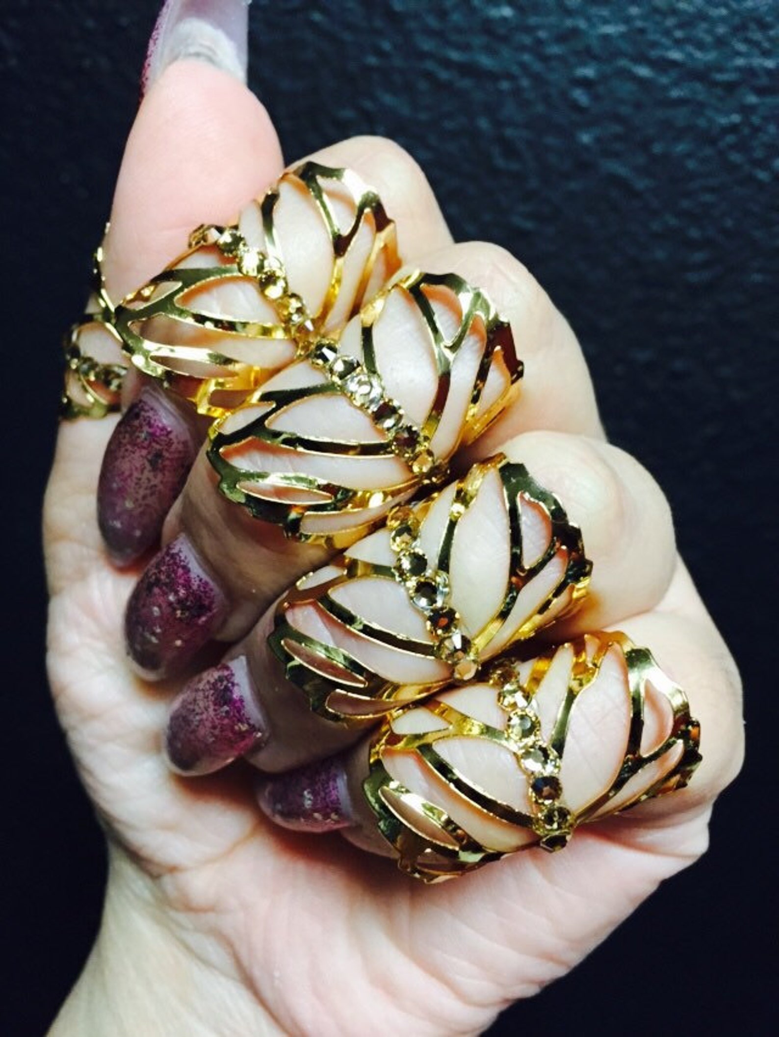 Gold Henna Leaf Tattoo Rings. Set of 5 - Etsy