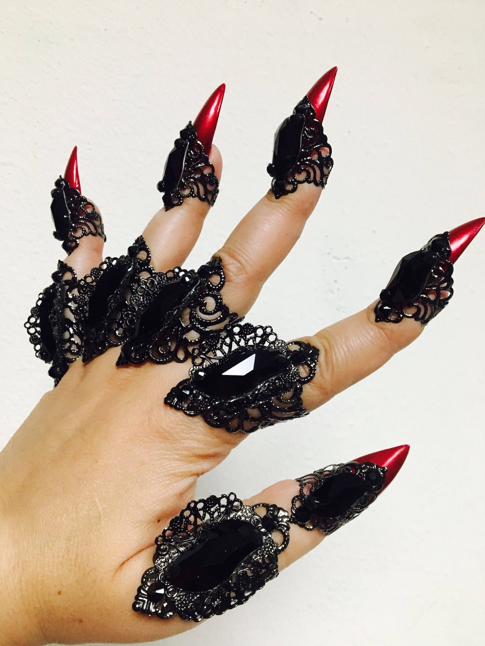 Jet Black Ice Crystal Ring Set - Etsy