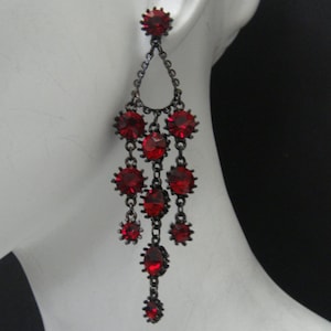Red Crystal Chandelier Earrings - Etsy