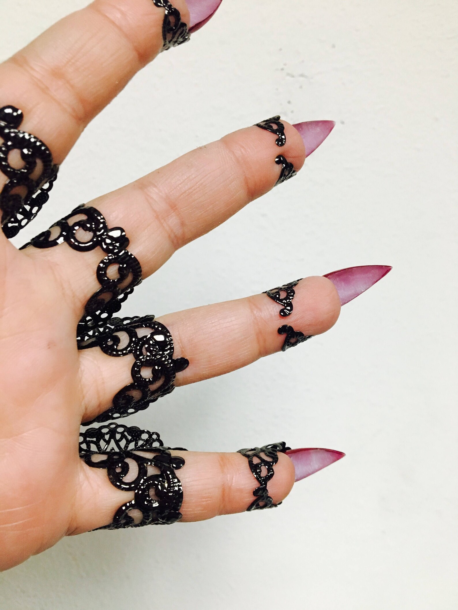 Jet Black Ice Crystal Ring Set - Etsy
