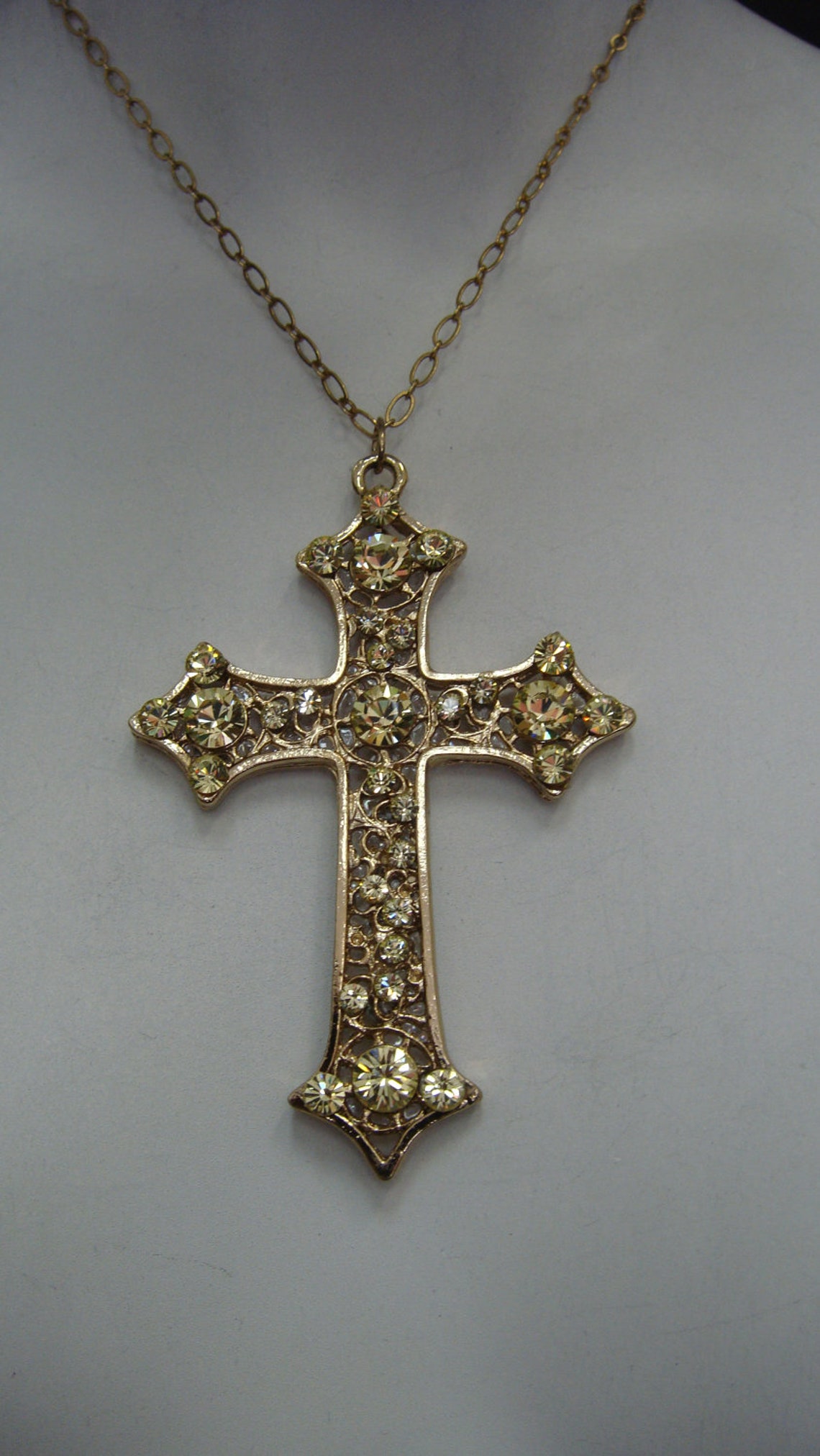 Sword Crystal Cross 24K Gold Plated Made With Yonquillyellow - Etsy