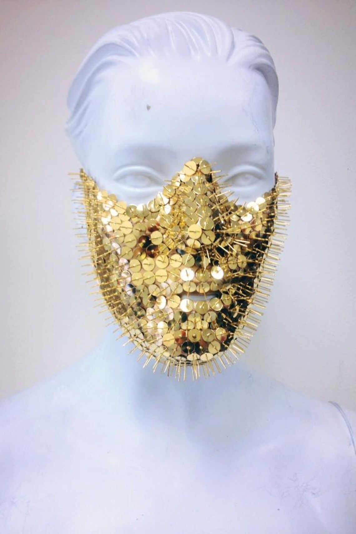 Couture Spiked Gold Mask Hand Made - Etsy
