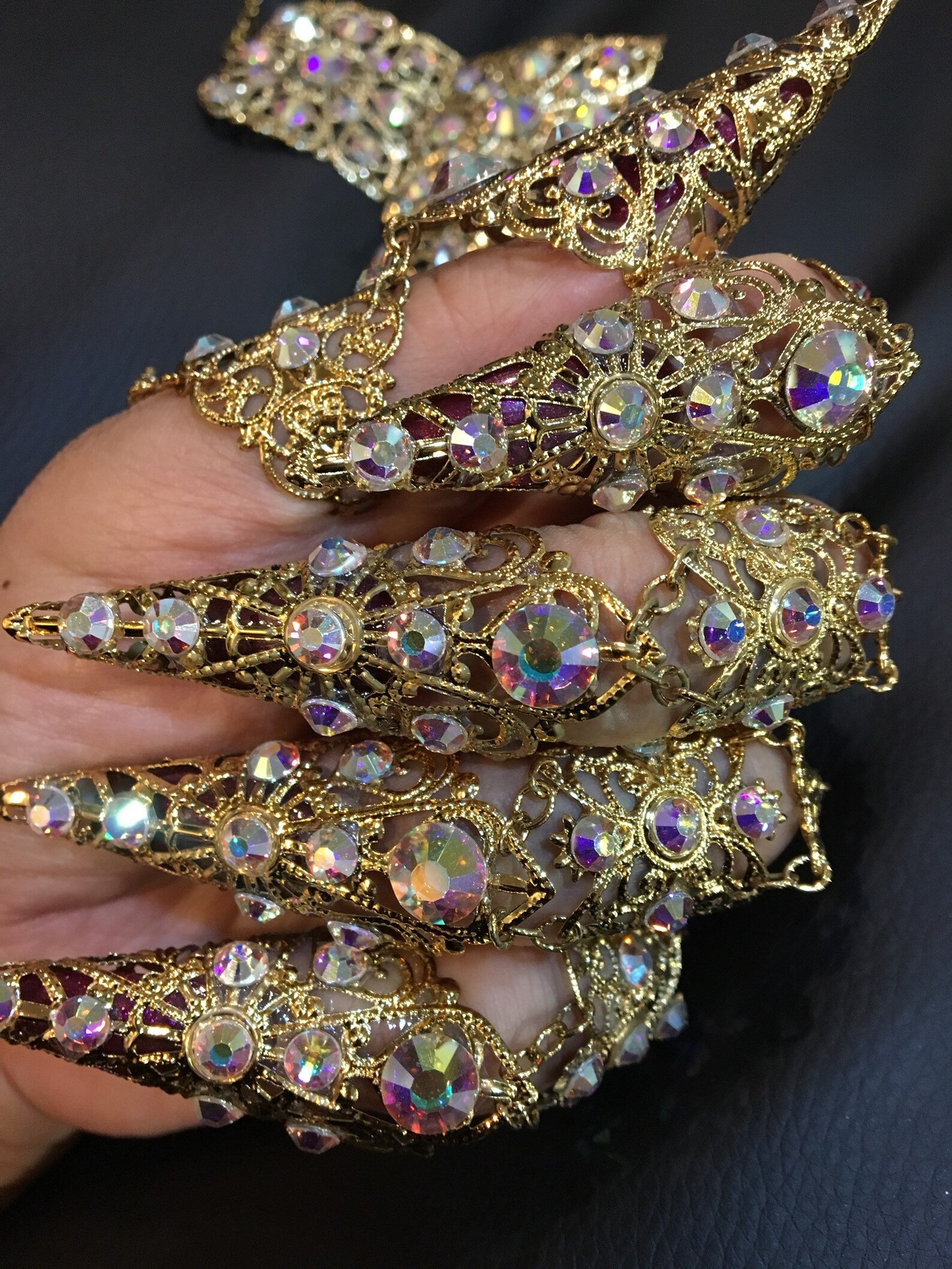 Gold Finger set of 2 Gloves | Etsy