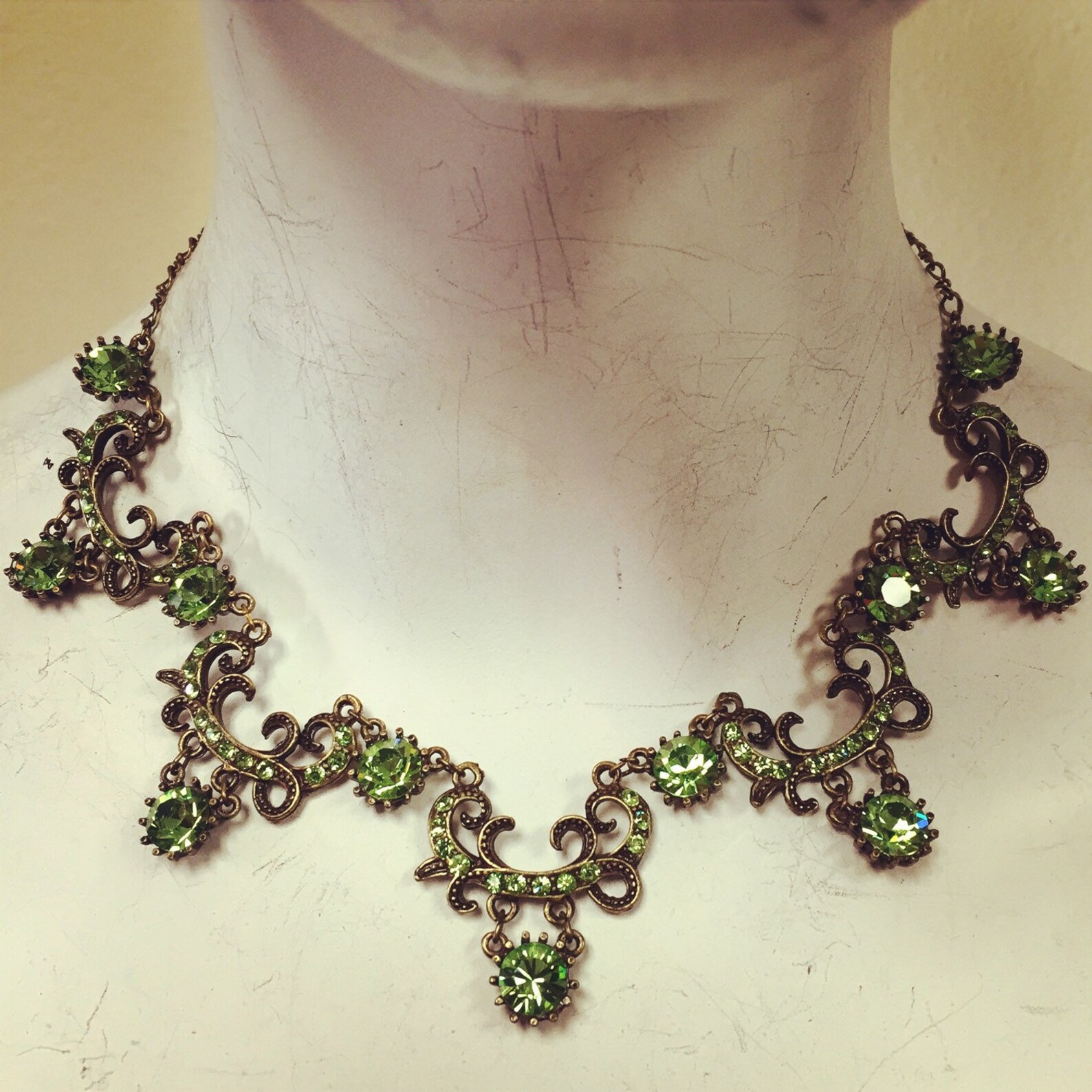 Vintage Peridot Crystal Necklace - Etsy