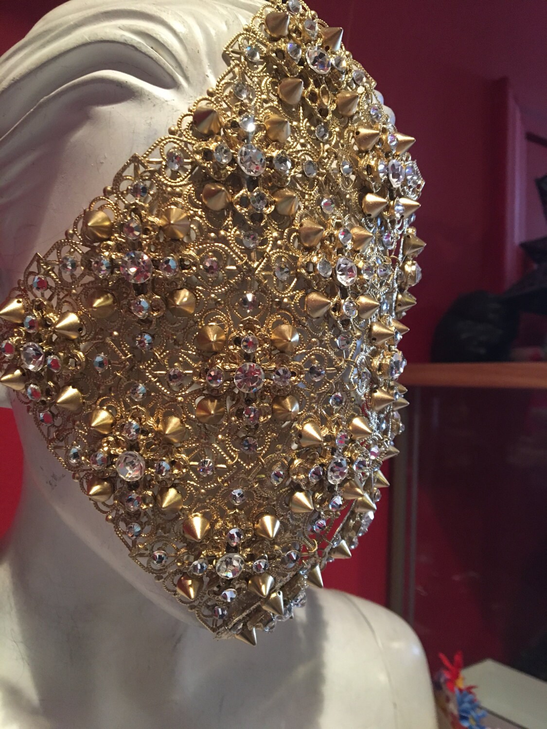 Full Face Golden Crystal Mask - Etsy