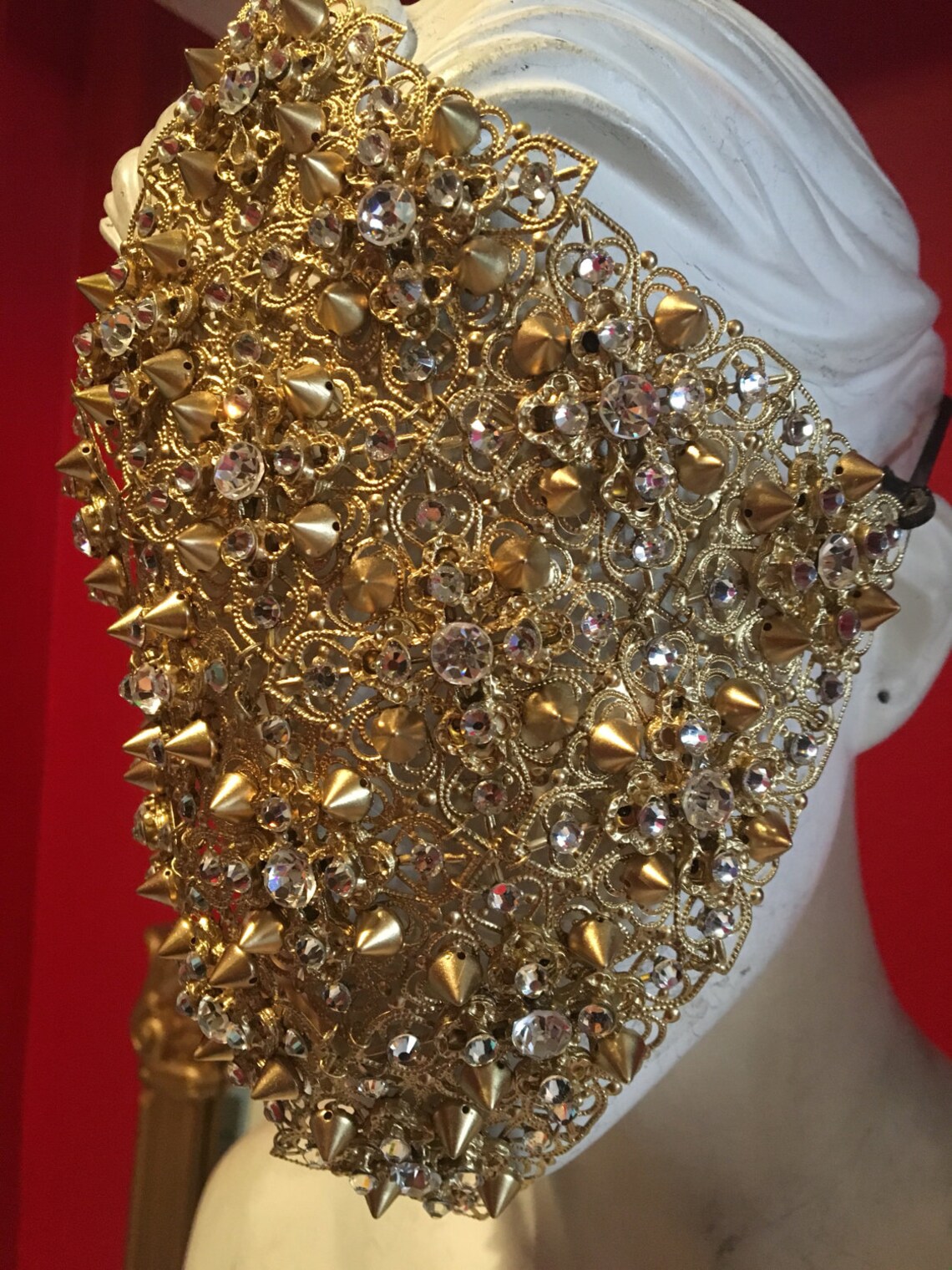 Full Face Golden Crystal Mask - Etsy