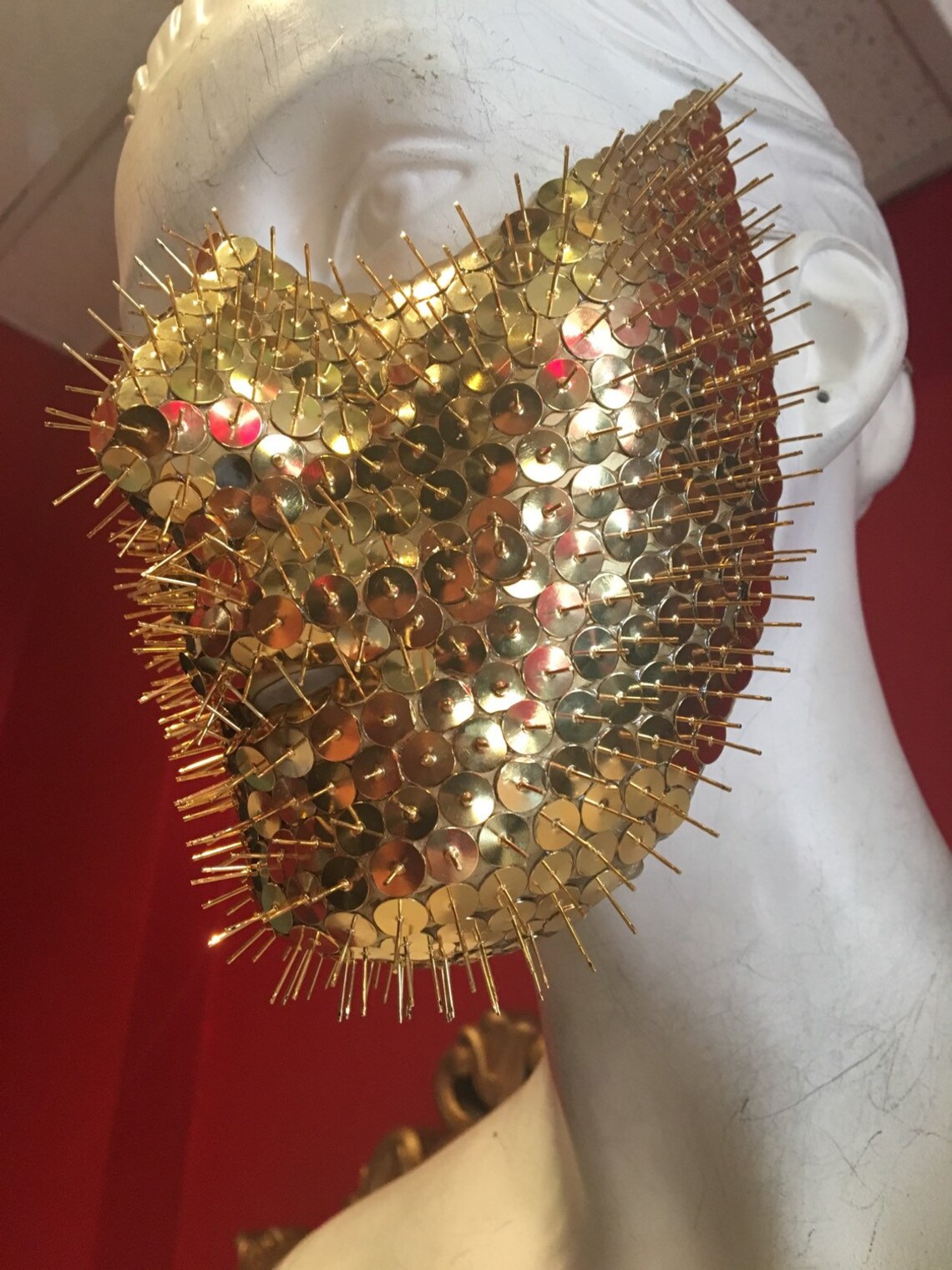 Couture Spiked Gold Mask Hand Made - Etsy
