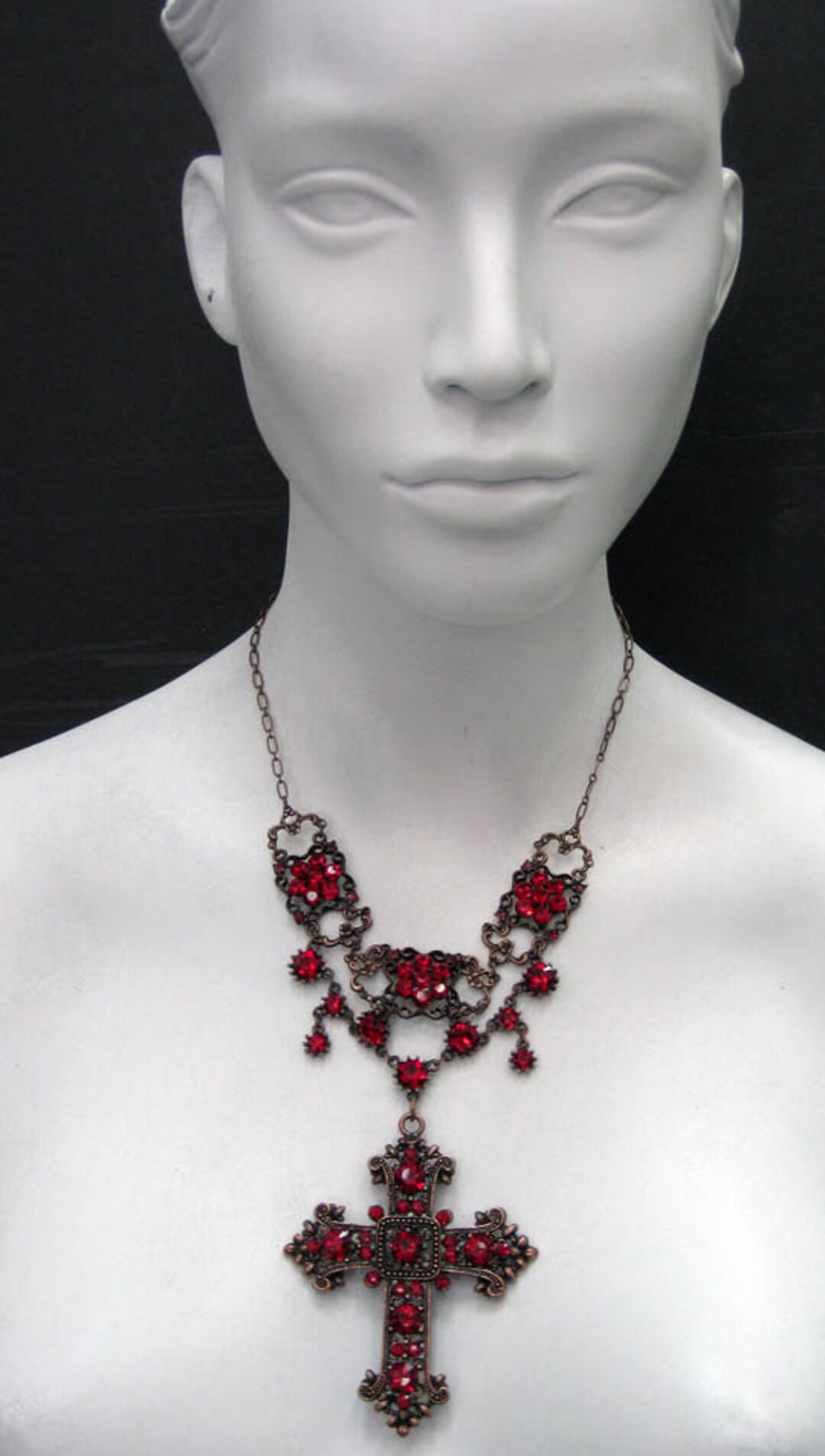Red Swarovski Crystal Cross Brass Metal Necklace 5471 - Etsy
