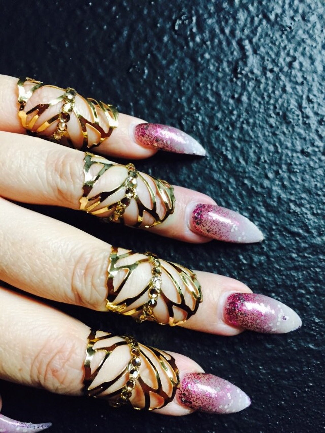 Gold Henna Leaf Tattoo Rings. Set of 5 - Etsy