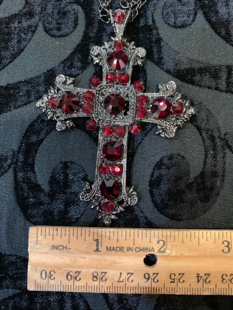 Pomegranate Red Renaissance Cross Pendant - Etsy