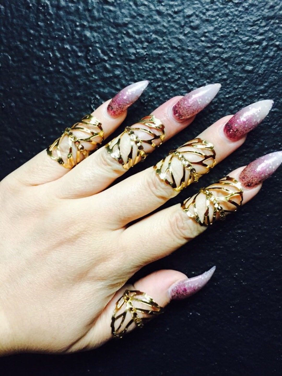 Gold Henna Leaf Tattoo Rings. Set of 5 - Etsy