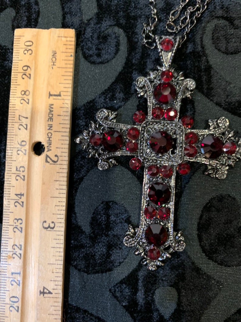 Pomegranate Red Renaissance Cross Pendant - Etsy