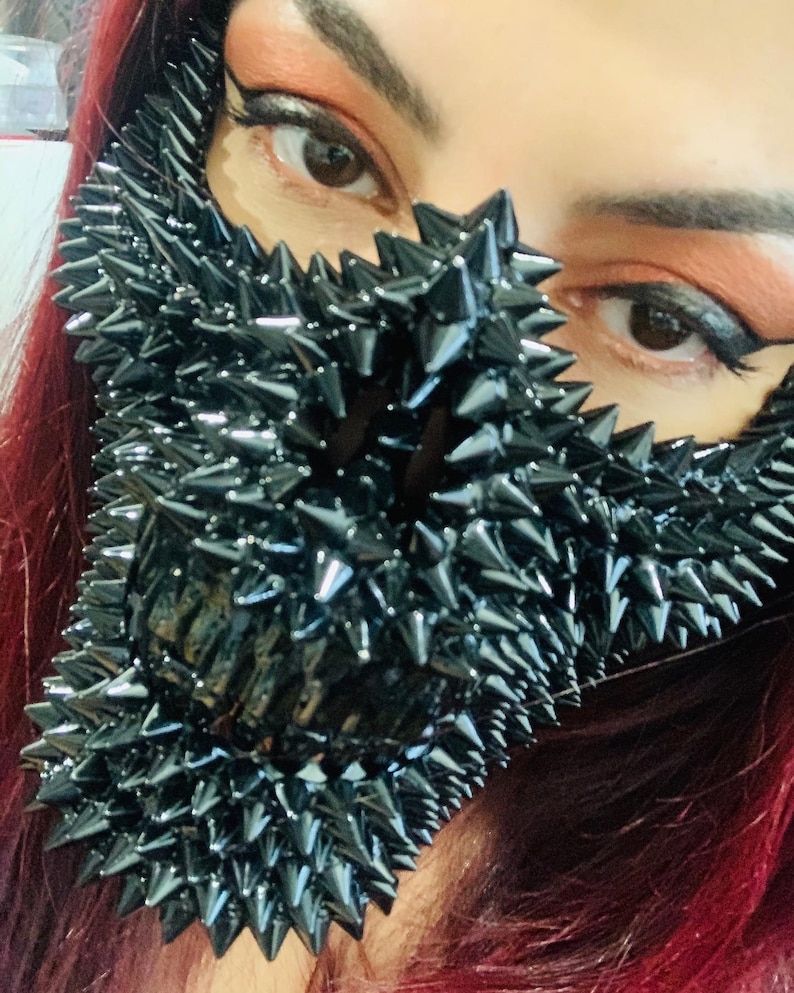 Spiked Black Mask - Etsy