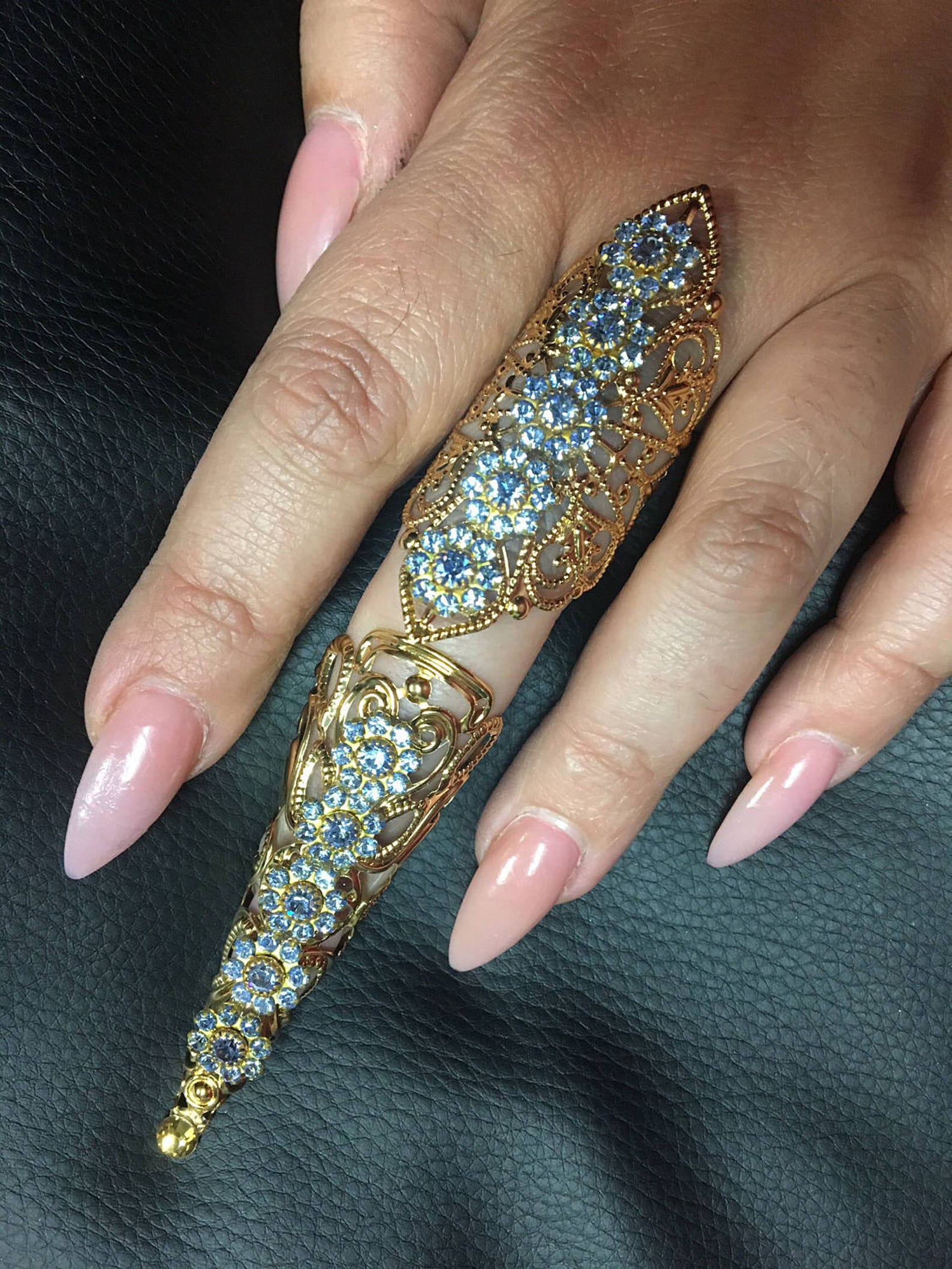 Baby blue full finger ring set | Etsy